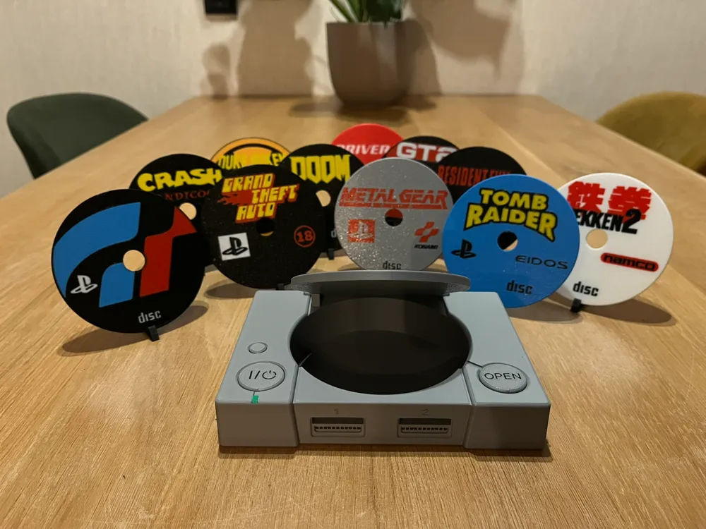 Playstation 1 Console + 12 Game Coasters - Free 3D Print Model - MakerWorld
