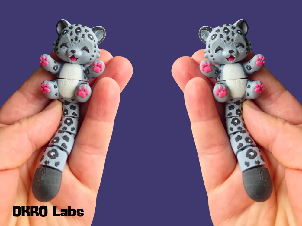 Snow Leopard Flexi Keychain – Cute Articulated Toy - Free 3D Print ...