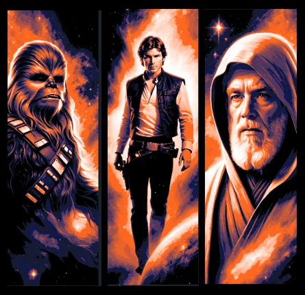 Star Wars Characters Han Solo, Chewbacca and Ben Kenobi Fan Art as set ...