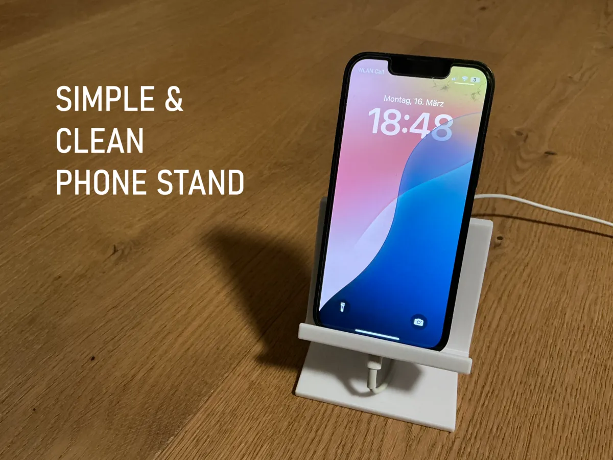 Simple phone stand - with charging Port function - Free 3D Print Model ...