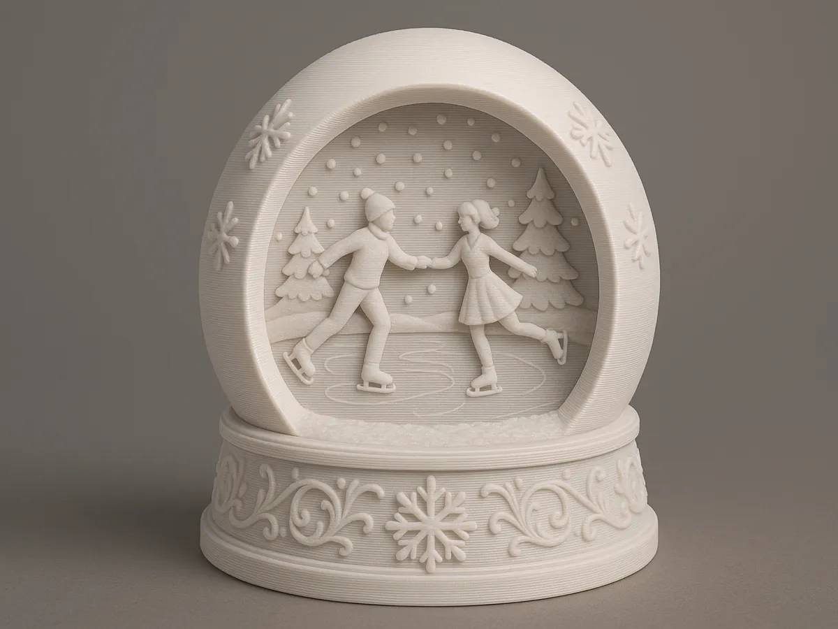 Snow globe with romantic ice skaters - Free 3D Print Model - MakerWorld
