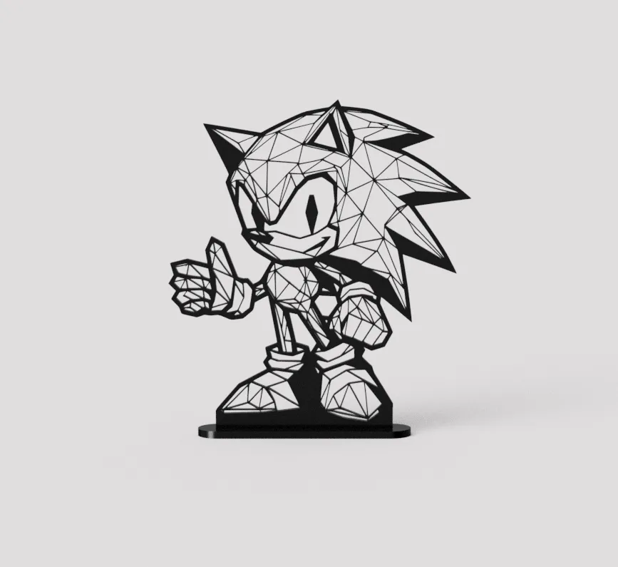 Geometric Sonic low poly by HJ_3D_ - MakerWorld
