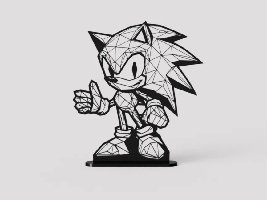Geometric Sonic low poly by HJ_3D_ - MakerWorld