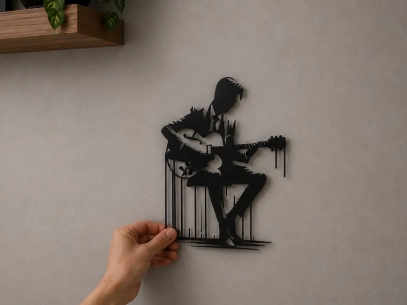 Guitar Player Wall Art – Musical Silhouette Decor - Free 3D Print Model ...