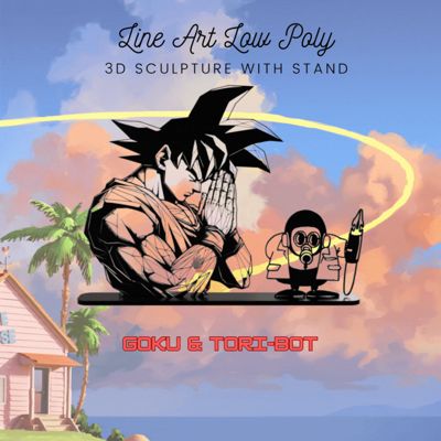 Goku and Tori-Bot commemorative stand by Forest87 - MakerWorld