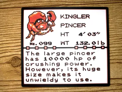 Pokemon Pokedex Kingler by CraftyFox3D - MakerWorld