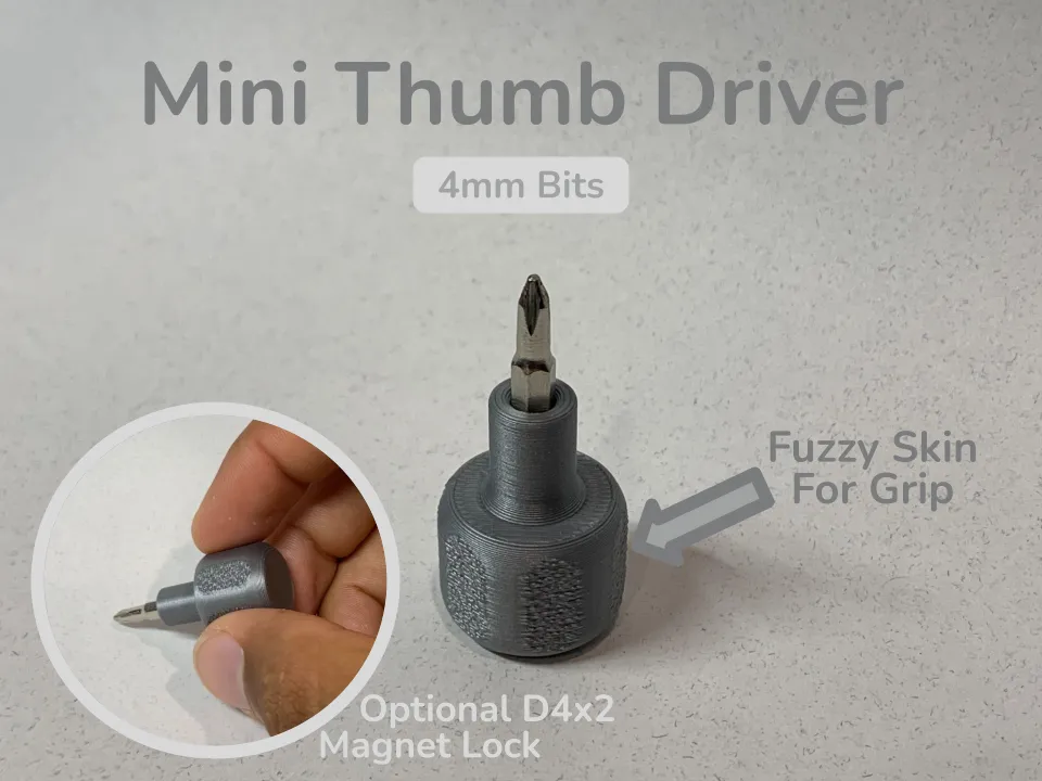 Mini Thumb Driver (For 4mm Bits) - Free 3D Print Model - MakerWorld