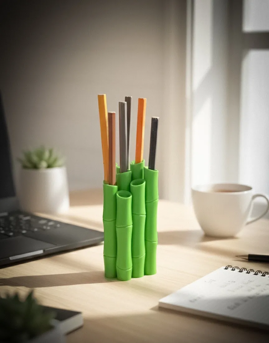 Bamboo Pen Holder – Print & Use Organic Design - Free 3D Print Model ...