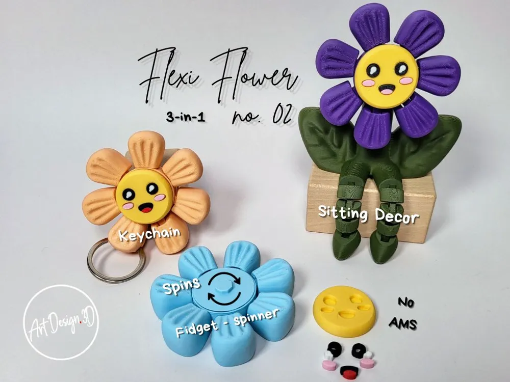 Flexi Flower 3-in-1 No. 02 by Art Design. 3D MakerWorld: Download Free 3D Models