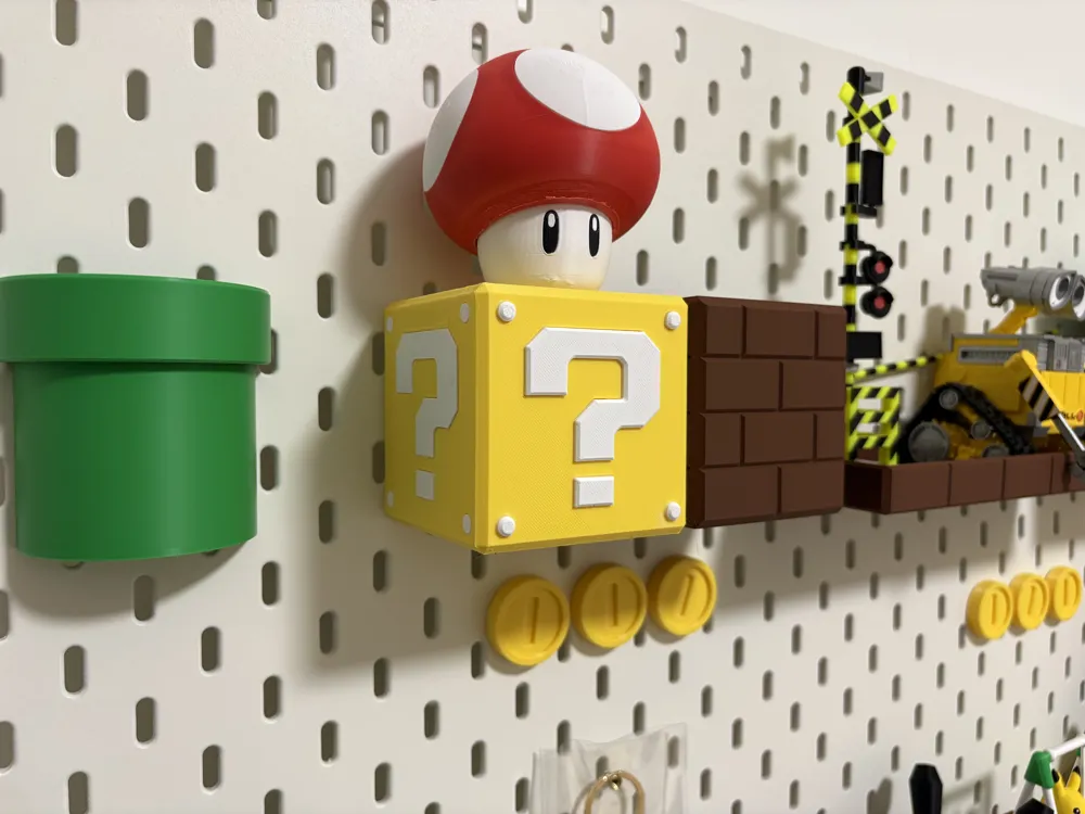 Mario Yellow Question Mark Drawer Box Brick IKEA Skadis Hanger by Ray ...