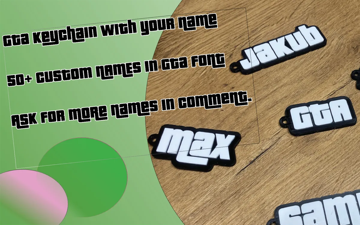 Grand Theft Auto (GTA) keychain with custom name - Free 3D Print Model ...