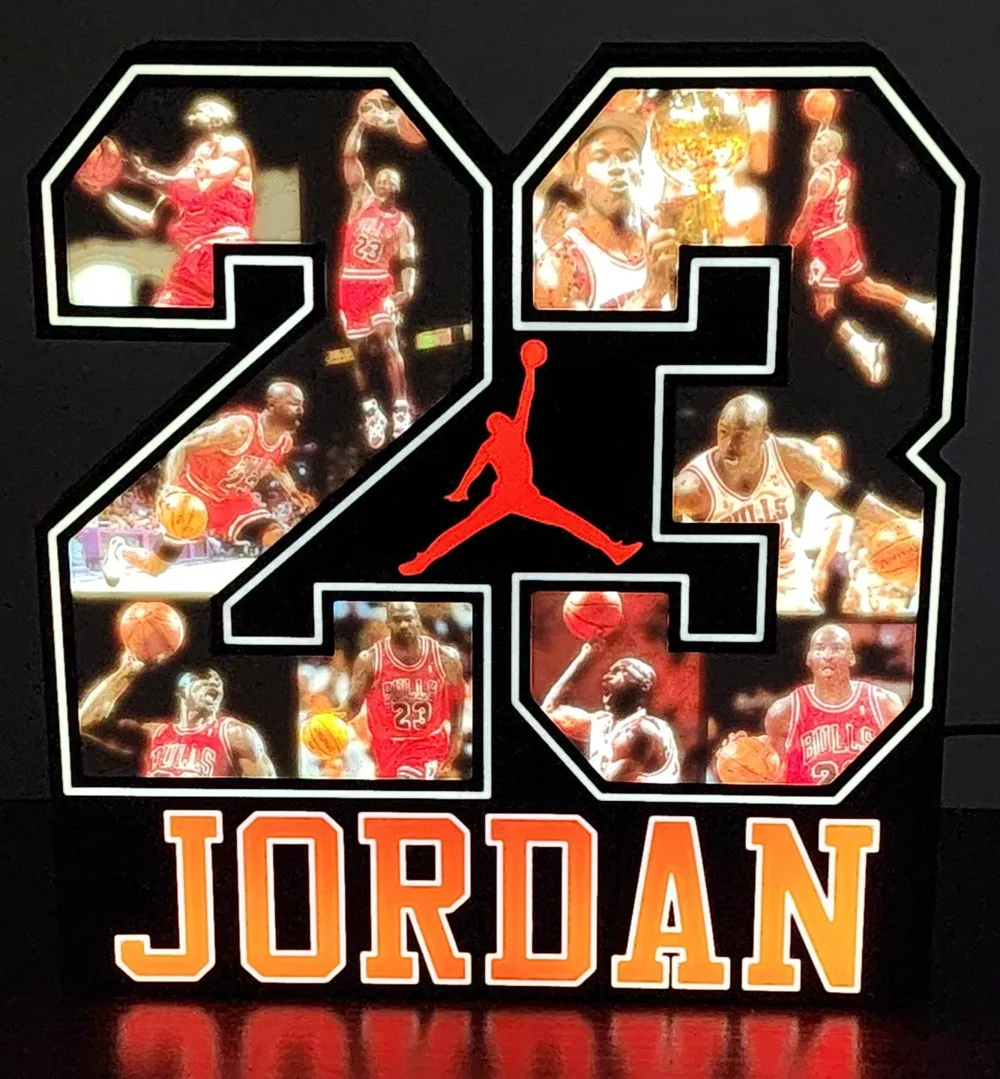Jordan 23 Lightbox (Lithophane and Hueforge) by briankstan - MakerWorld