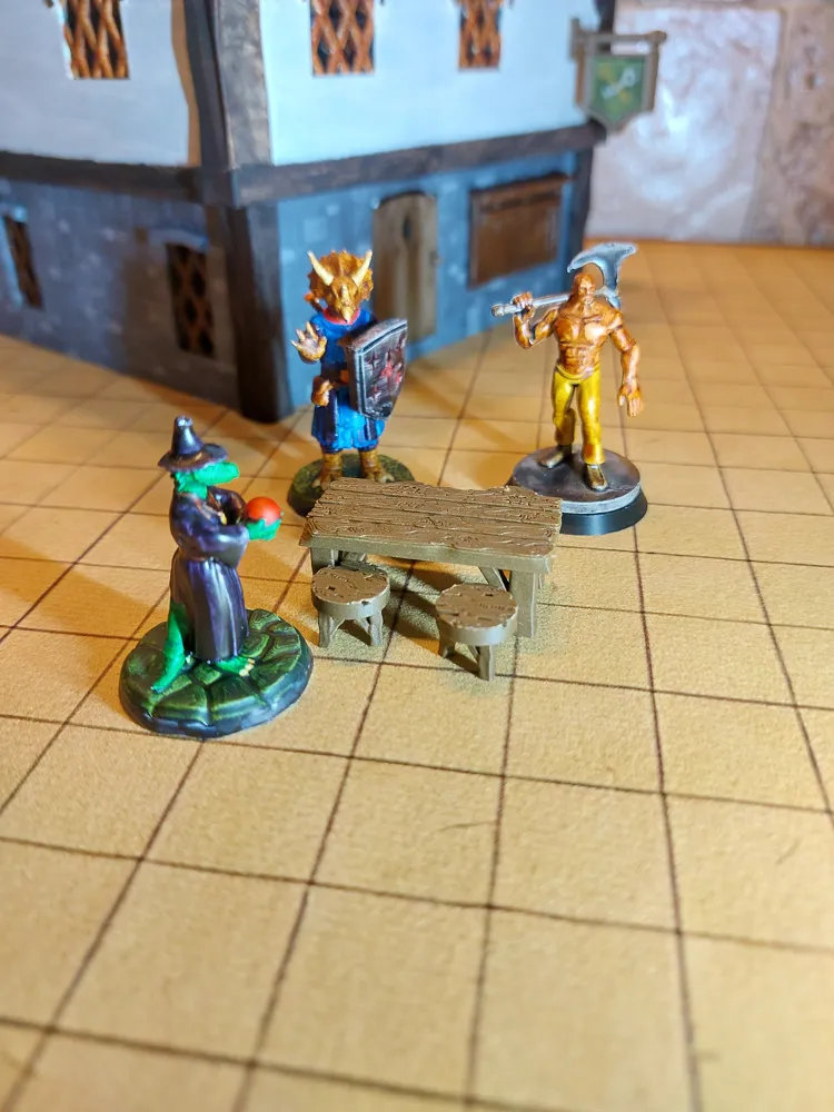 DnD Table, Rectangle Table with chairs - D&D Scene - Free 3D Print ...