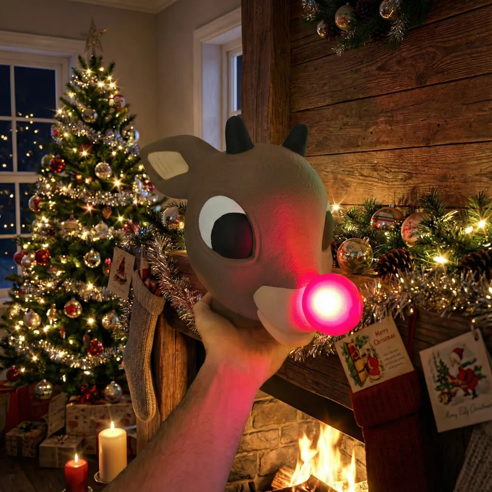 Rudolph The Red Nose Reindeer Christmas Head Lamp - Free 3D Print Model ...