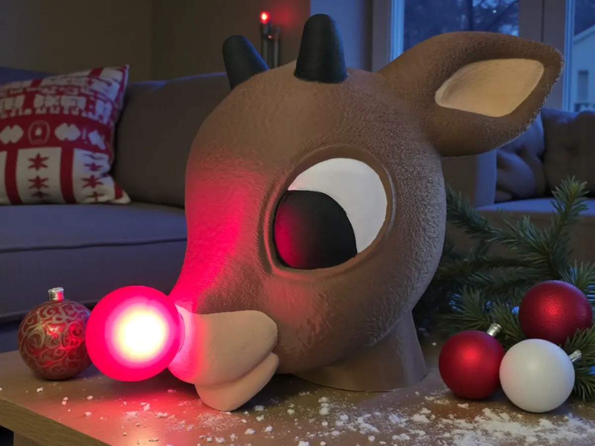 Rudolph The Red Nose Reindeer Christmas Head Lamp - Free 3D Print Model ...