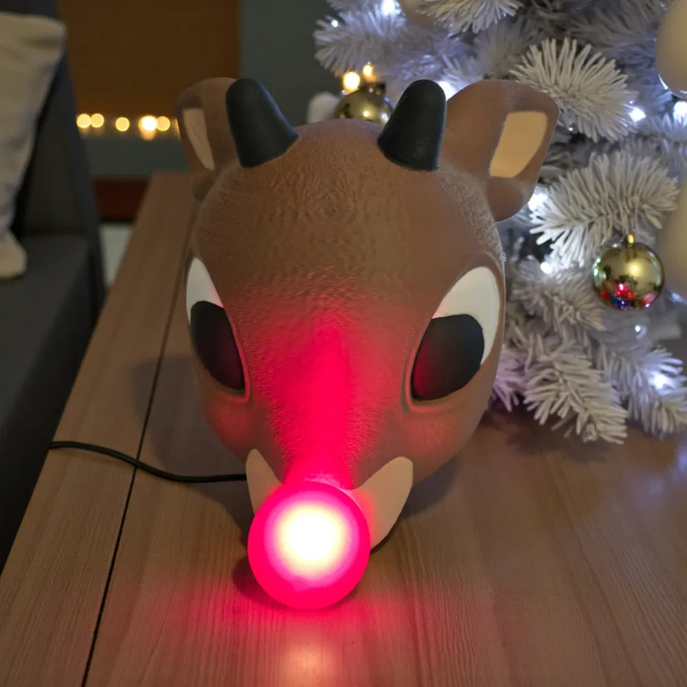 Rudolph The Red Nose Reindeer Christmas Head Lamp - Free 3D Print Model ...