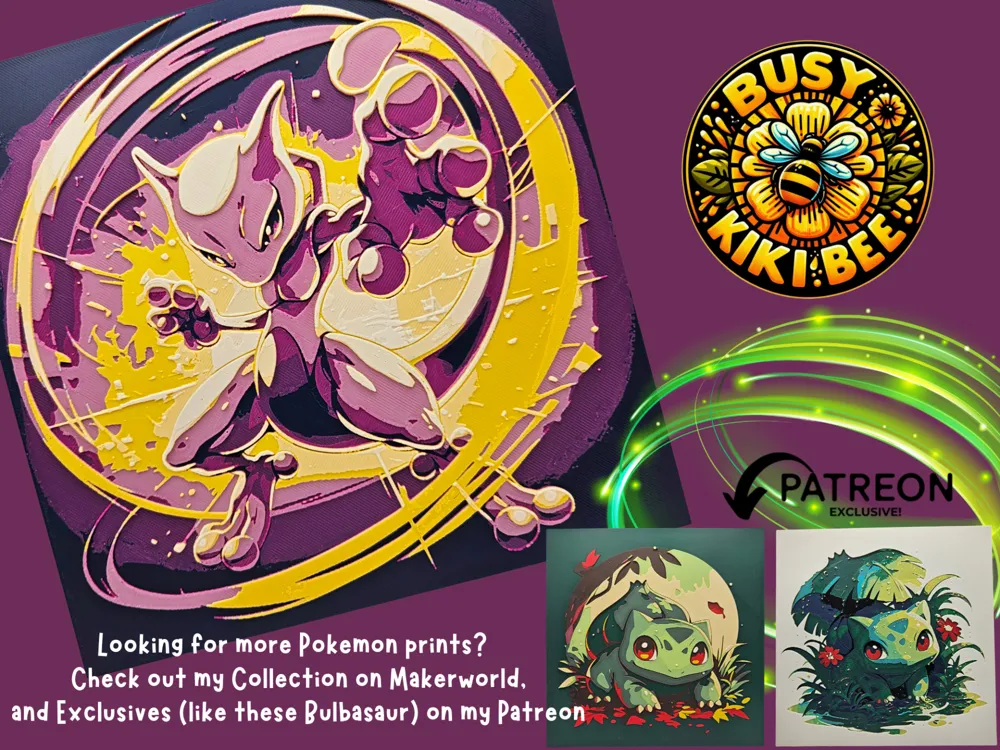 Mewtwo (Pokemon Hueforge) by BusyKikiBee MakerWorld: Download Free 3D Models