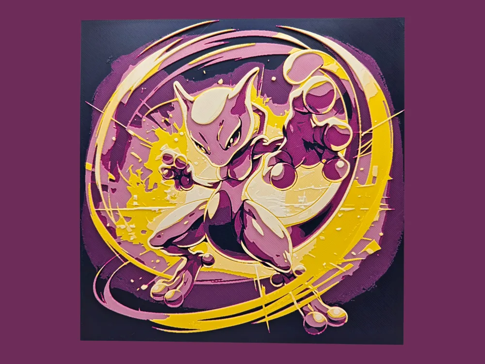 Mewtwo (Pokemon Hueforge) by BusyKikiBee MakerWorld: Download Free 3D ...