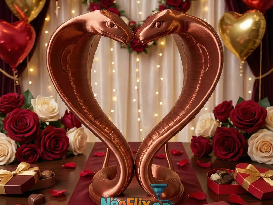 Loving Cobras - 3D Heart Sculpture - Free 3D Print Model - MakerWorld