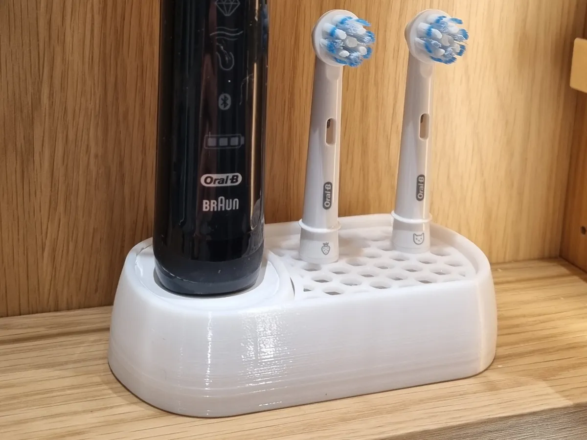 Oral B charger stand with drip tray for two heads - Free 3D Print Model ...