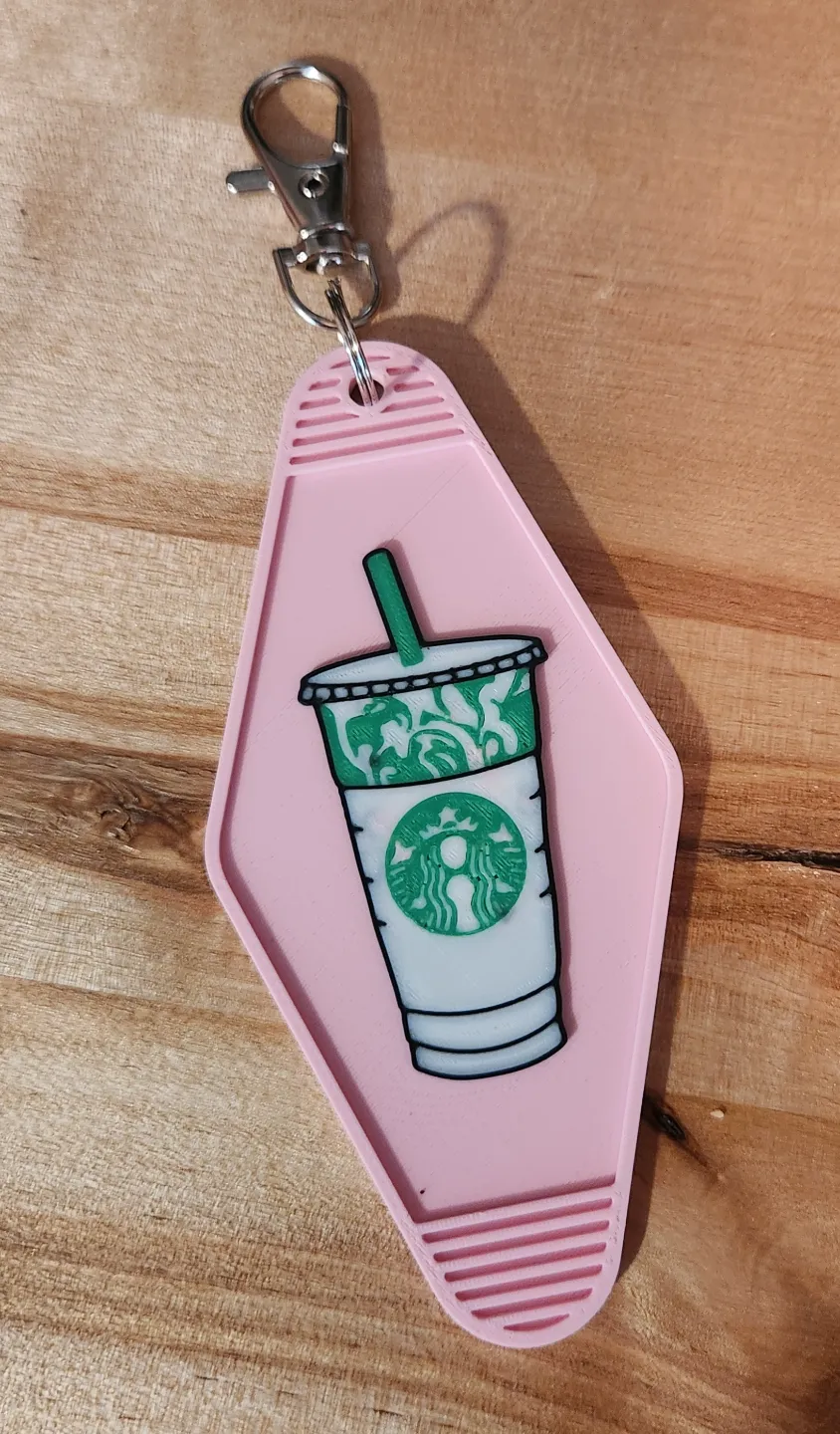 Vintage motel style Starbucks keychain by filimentforge MakerWorld ...