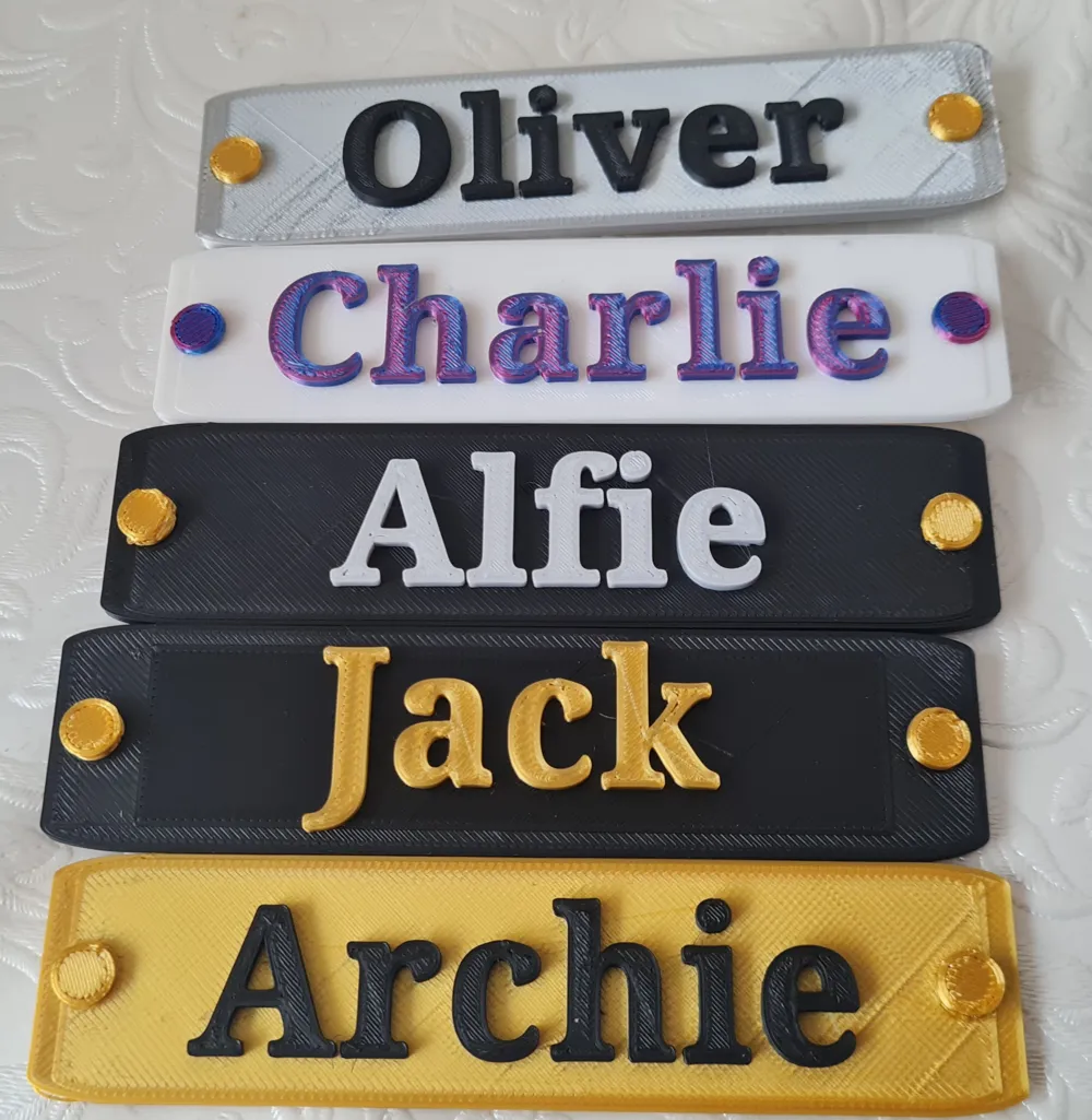 Premium Name Plaque Collection x 5 - Free 3D Print Model - MakerWorld