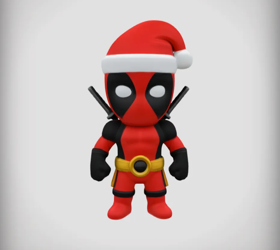Cute Christmas Deadpool Statue - Big Head by Pocahontas - MakerWorld