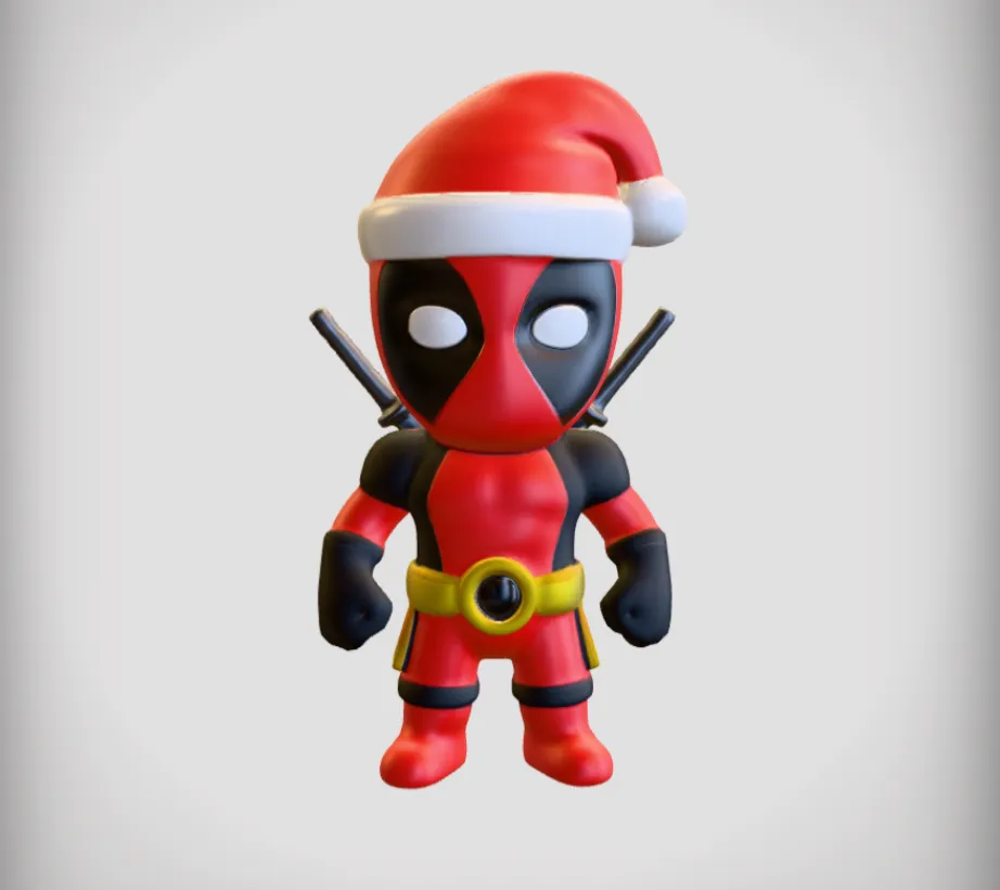 Cute Christmas Deadpool Statue - Big Head by Pocahontas - MakerWorld