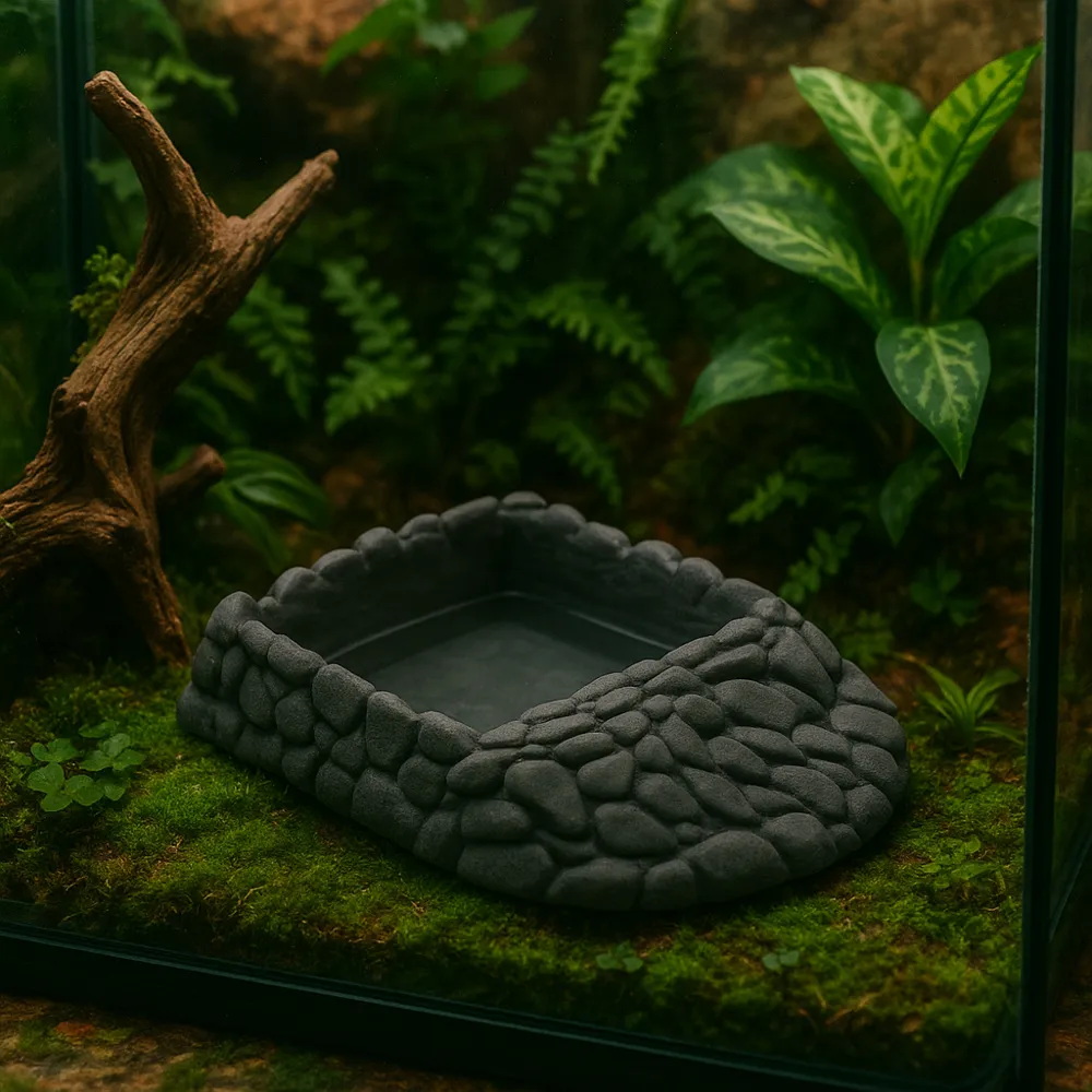 Reptile, Turtle Water Dish with Rocky Ramp - Free 3D Print Model ...