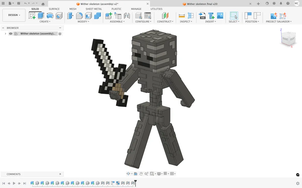 Minecraft Wither Skeleton – Articulated - Free 3D Print Model - MakerWorld
