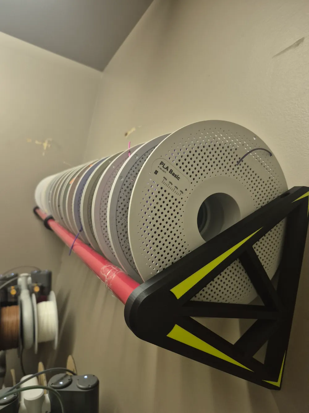 Broom Stick Wall Mounted Filament Spool Shelf - Free 3D Print Model ...