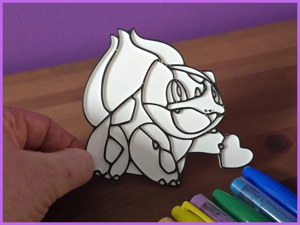 Cute Bulbasaur Love Coloring Craft DIY - Free 3D Print Model - MakerWorld