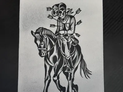 Skeleton Cowboy HueForge - Free 3D Print Model - MakerWorld