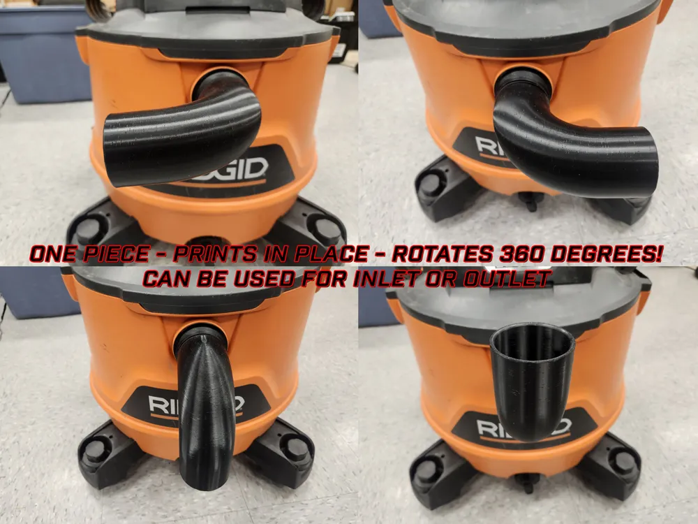 1-Piece Rotating Connectors for Shop Vac - Free 3D Print Model - MakerWorld