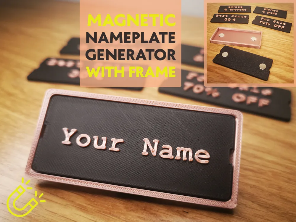 Customizable Magnetic Name Plate - Generator - Free 3D Print Model ...