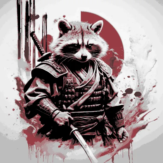 Raccoon Samurai colored in Hueforge by mclanesmemories - MakerWorld