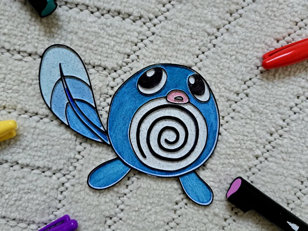 Poliwag Pokemon Gift Fun Coloring Color Plate - Free 3D Print Model ...