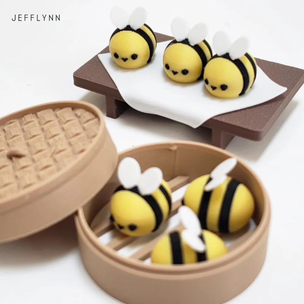 Honey Bee Bun Fidget Keychain (Dim Sum) - Free 3D Print Model - MakerWorld