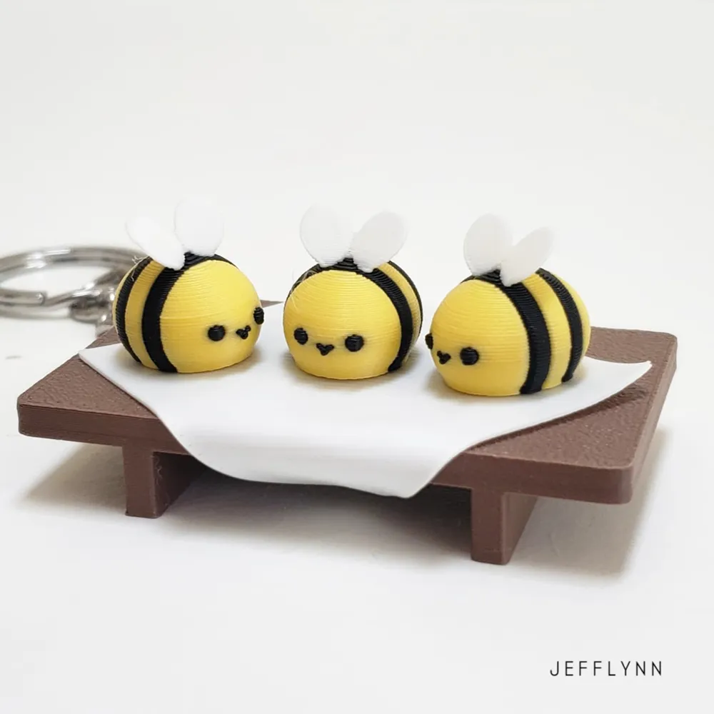 Honey Bee Bun Fidget Keychain (Dim Sum) - Free 3D Print Model - MakerWorld