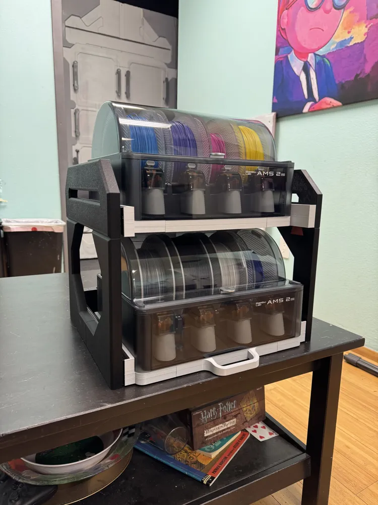 AMS 2 Pro Trays For Dual AMS Sliding Rack by Print3DZ MakerWorld ...