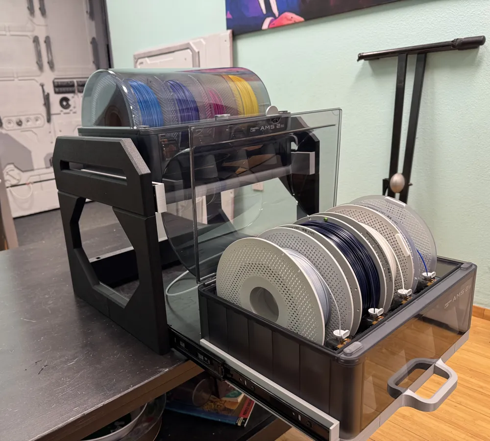 AMS 2 Pro Trays For Dual AMS Sliding Rack by Print3DZ MakerWorld ...