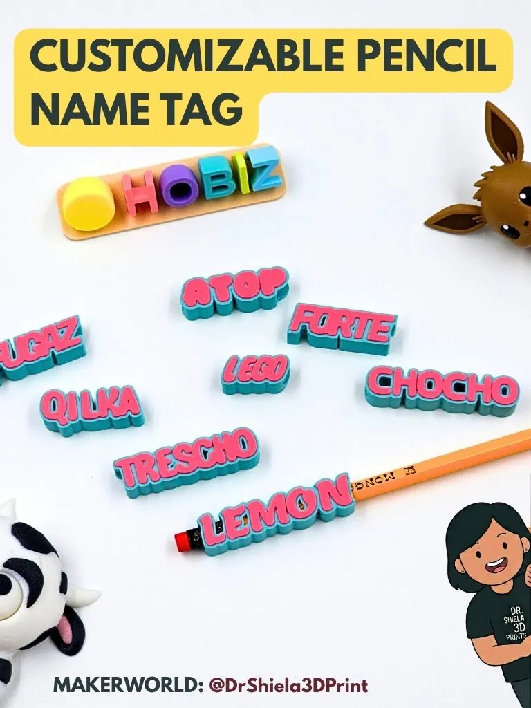 PENCIL NAME TAG CUSTOMIZABLE - Free 3D Print Model - MakerWorld