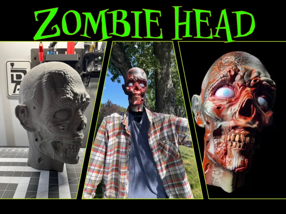 Life size Zombie head by DeKorverArt MakerWorld: Download Free 3D Models