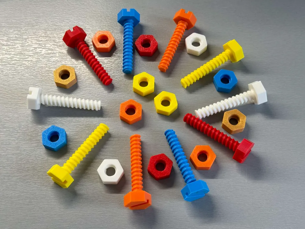 Toy screw and nut for children's workbench by michsiv - MakerWorld