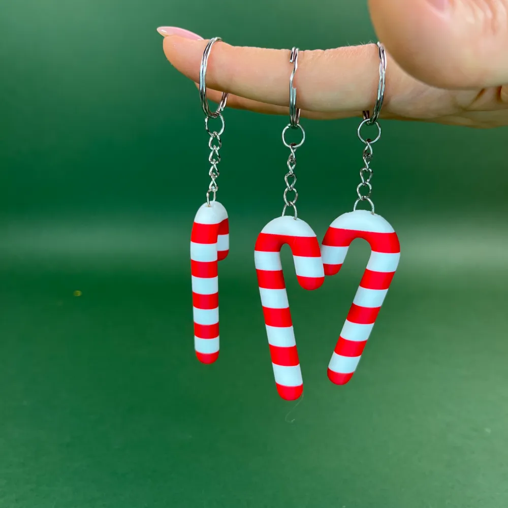 Candy Cane Stick Keychain Red & White, Christmas by Valeria Momo ...