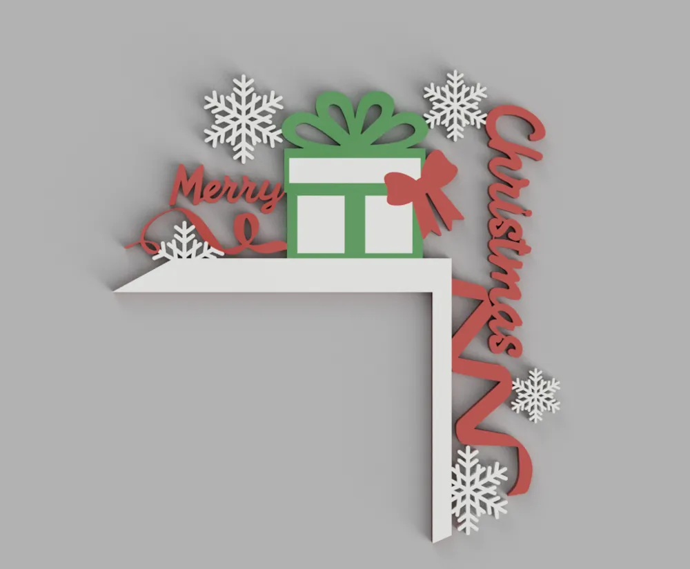 Merry Christmas Ribbon Door Corner - Free 3D Print Model - MakerWorld