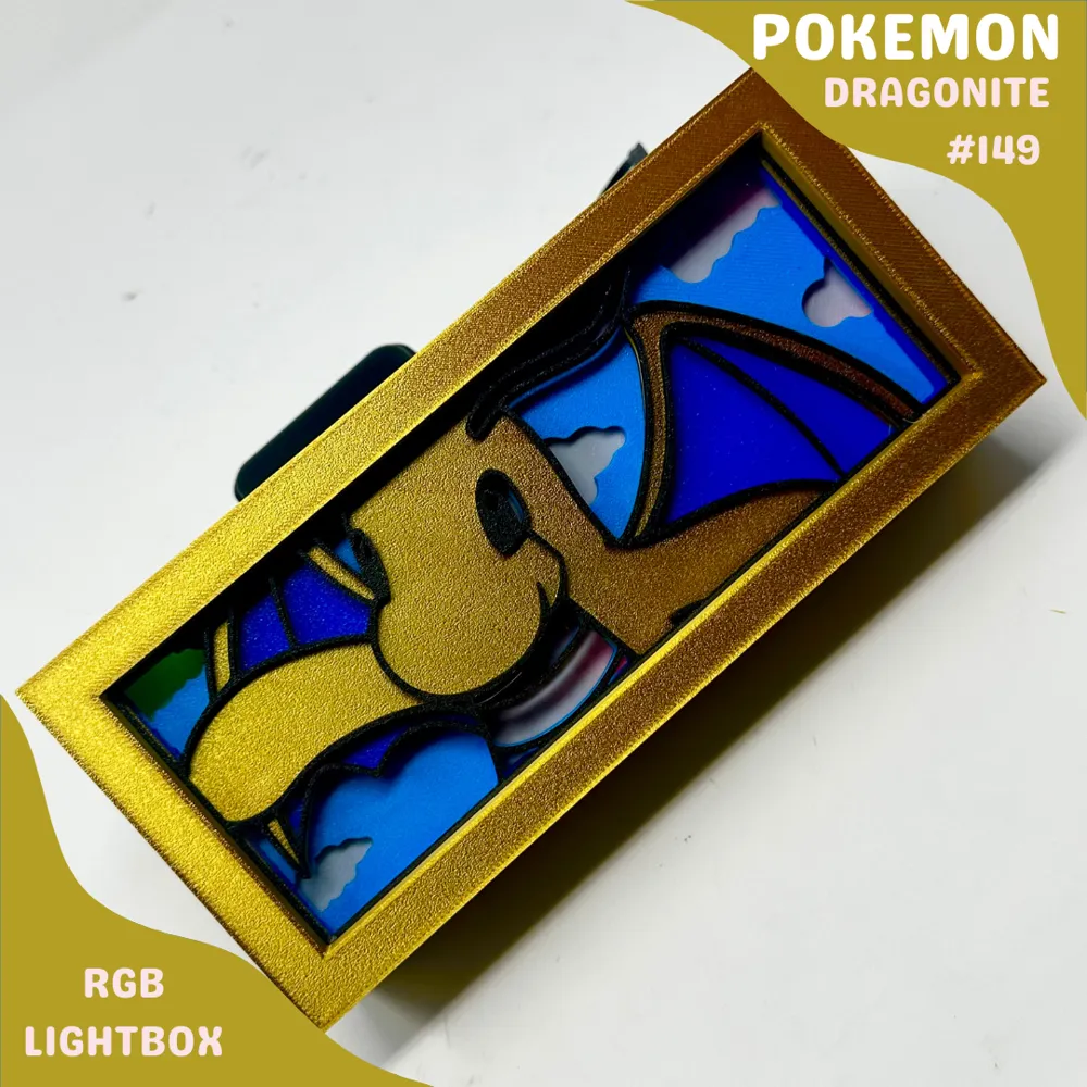 Dragonite Pokemon RGB Lightbox - Free 3D Print Model - MakerWorld