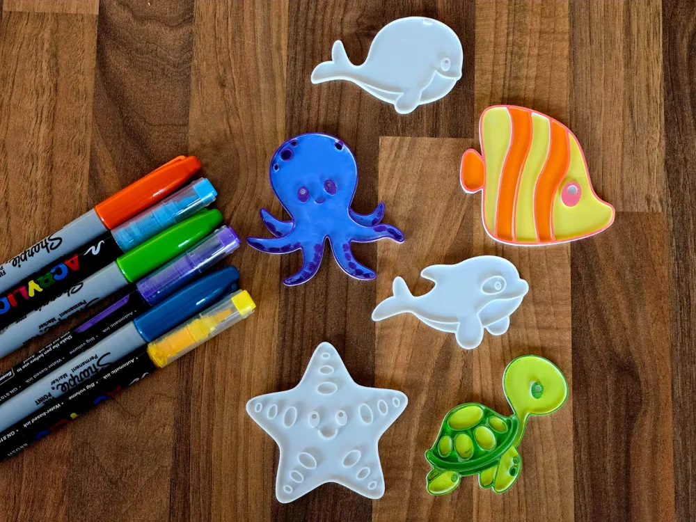 Cute Sea Animals DIY Coloring Craft Pack Set by Merilno3D - MakerWorld