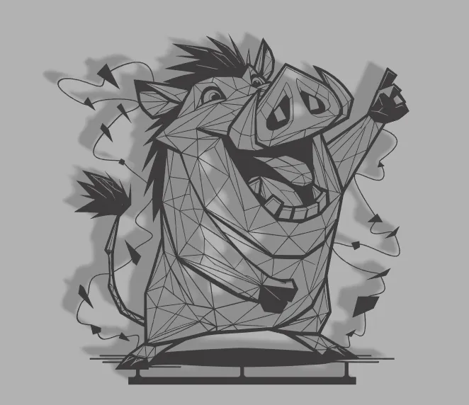 Pumba V.1: Laughing Legend - line art by 3DPrintWolf MakerWorld ...
