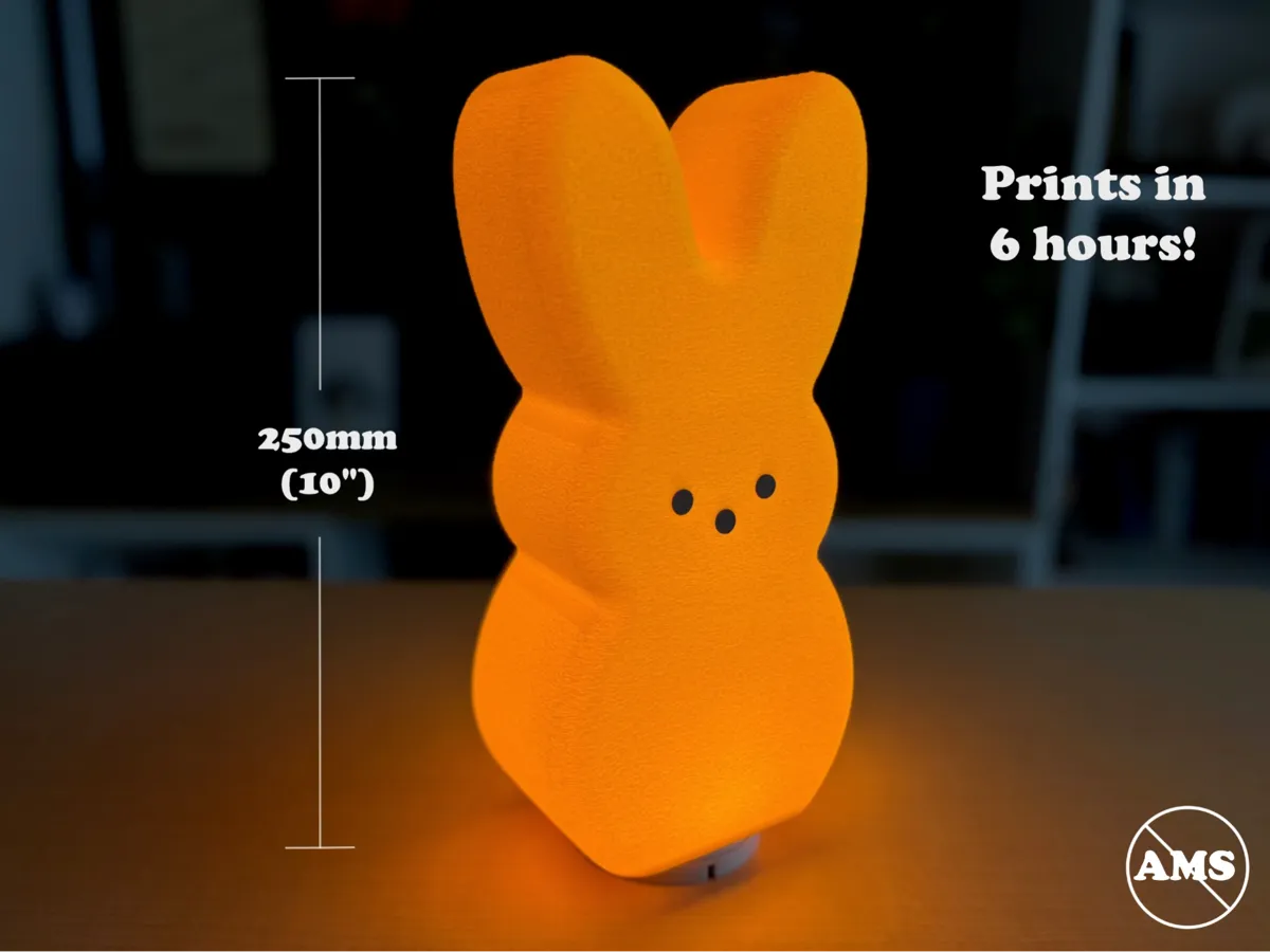 Large Glowing Peeps Bunny | LED Lamp Kit - Free 3D Print Model - MakerWorld